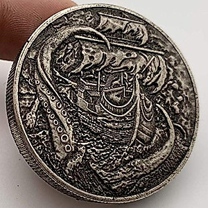 BBYHXOCZWC Wandering Coins Pirate Skull Octopus Sailing Commemorative Coin Gift Lucky Challenge Coin