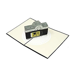 Camera - WOW 3D Pop Up Greeting Card for All Occasions - Birthday, Congratulations, Good Luck, Anniversary, Get Well, Love, Good Bye …
