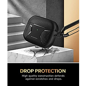 MOBOSI for AirPods 3rd Generation Case, Cool AirPods 3 Case with Keychain Silicone Shockproof Anti-Slip Protective Cover for Men Women, Rugged AirPod Case for 3 Generation (2021), Black