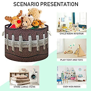 American Football Laces Toy Storage Basket for Nursery Playroom Kids Dog Toys Large Collapsible Fabric Organizer Bin for Living Room Home Office Apartment Laundry Room