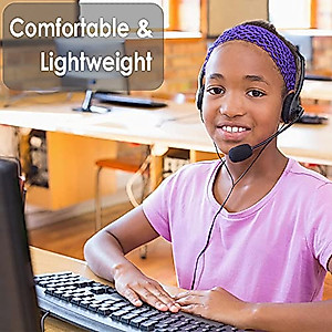 CN-Outlet School Headphones with Microphone 50 Pack in Bulk Wholesale Disposable Stereo Headsets for Classroom Students Kids and Adult (MIC, 50 Black)