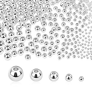 14K Gold Spacer Beads, 300pcs Round Brass Beads 5 Size Metal Smooth Beads Seamless Ball Beads Long-Lasting Little Beads for Summer Bracelet Necklace Jewelry DIY Crafts (Color : Silver, Size : 2/3/4/