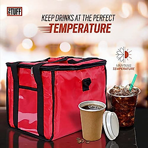 2TUFF Insulated Drink Carrier for Delivery - Reusable Drink Caddy with Handle and Shoulder Strap for Food Delivery and Takeout, Portable Cup Carrier Bag - Coffee Caddy Keeps Up To 9 Hot or Cold Drinks