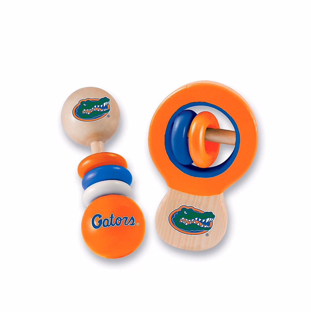 BabyFanatic Wood Rattle 2 Pack - NCAA Florida Gators - Officially Licensed Baby Toy Set