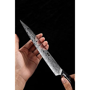 XINZUO 5-piece Damuscus Kitchen Knife Set,67 Layer Hand Forged Damascus Steel Professional Chef Knife Set with Gift Box, G10 Black Handle,Razor Sharp-Feng Series