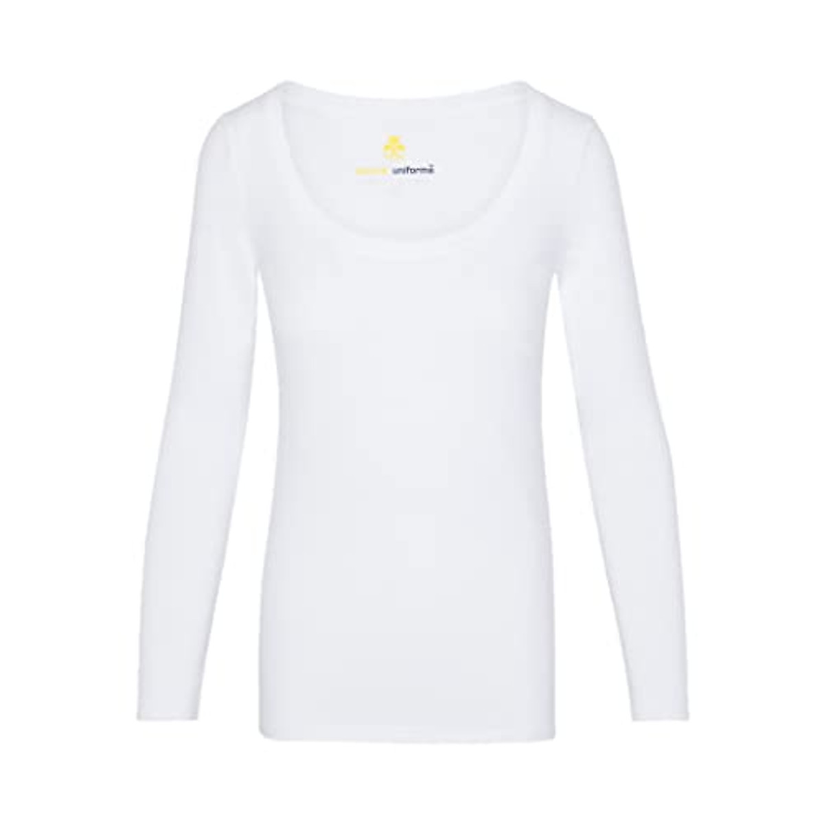 Natural Uniforms Women's Long Sleeve Extra Wide Scoop-Neck T-Shirt Under Scrub (White, Medium)