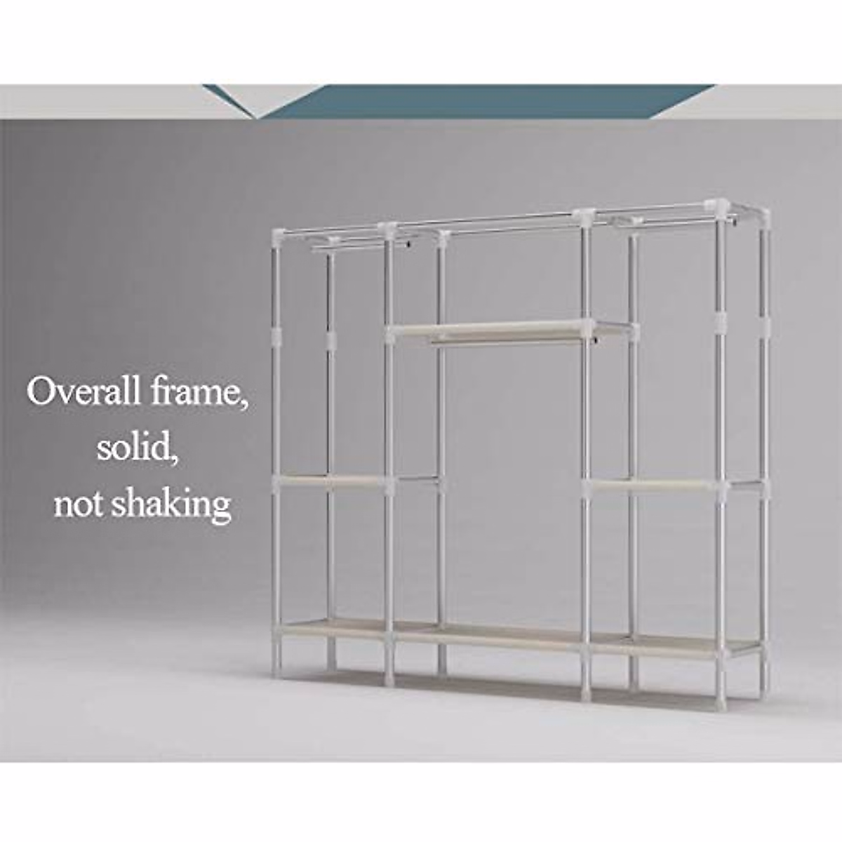 Wardrobe Cloth Closet for Bedroom, Freestanding Hanging Rod Portable Freestanding Closet Storage Organizer Shelf Storage Cabinet for Extra Storage,125 x 45 x 175 cm FANJIANI