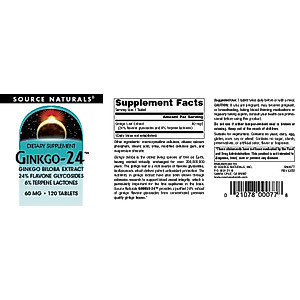 Source Naturals Ginkgo-24 Biloba Extract 60 Mg, 120 Tablets