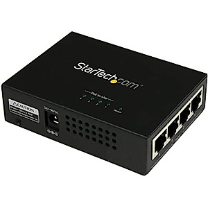 StarTech.com 4 Port Gigabit Midspan - PoE+ Injector - 802.3at and 802.3af - Wall-mountable Power over Ethernet Midspan , TAA (POEINJ4G)