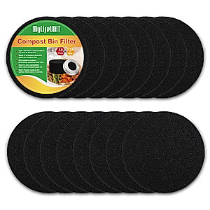 MyLifeUNIT 16 Pack Compost Bin Filter, Kitchen Compost Pail Charcoal Filter Replacements (7.25 inches)