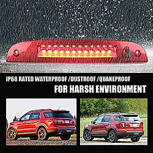LED 3rd Third High Mount Tail Brake Light For 2002-2010 FORD EXPLORER, 2008-2012 Ford Escape (Chrome Housing Red Lens)
