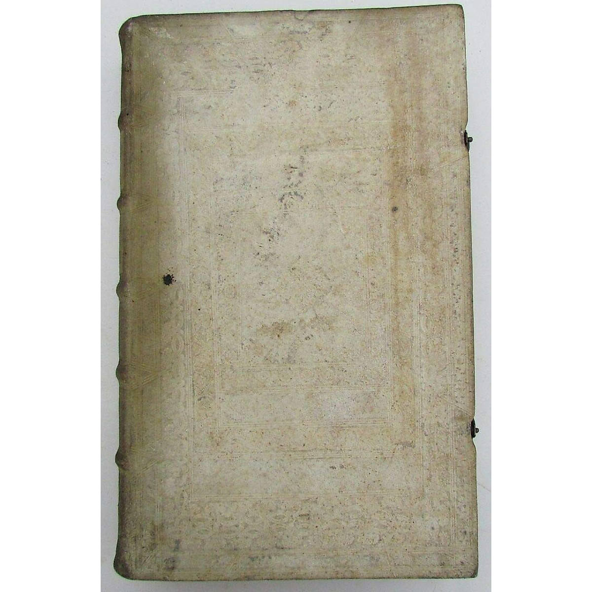 1693 BLIND-STAMPED PIGSKIN OVER WOODEN BOARDS FOLIO ANNALES ECCLESIASTICI
