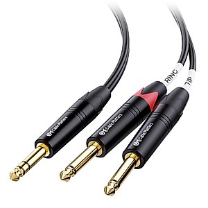 Cable Matters 6.35mm TRS to Dual TS Insert Cable (1/4 TRS to 2 TS Cable) - 6 Feet