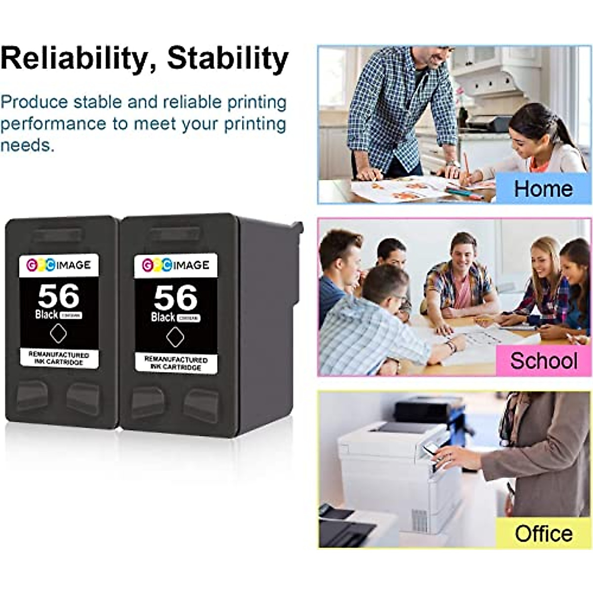 GPC Image Remanufactured Ink Cartridge Replacement for HP 56 C6656AN to use with Deskjet 5550 5650 5150 5850 Photosmart 7350 7260 7450 7150 7550 4215