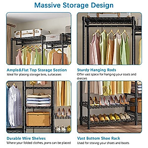 VIPEK V8i Basic Wire Garment Rack Heavy Duty Clothes Rack with Adjustable Shelves & Shoes Racks, Freestanding Wardrobe Closet for Bedroom, Metal Clothing Rack for Hanging Clothes, Black