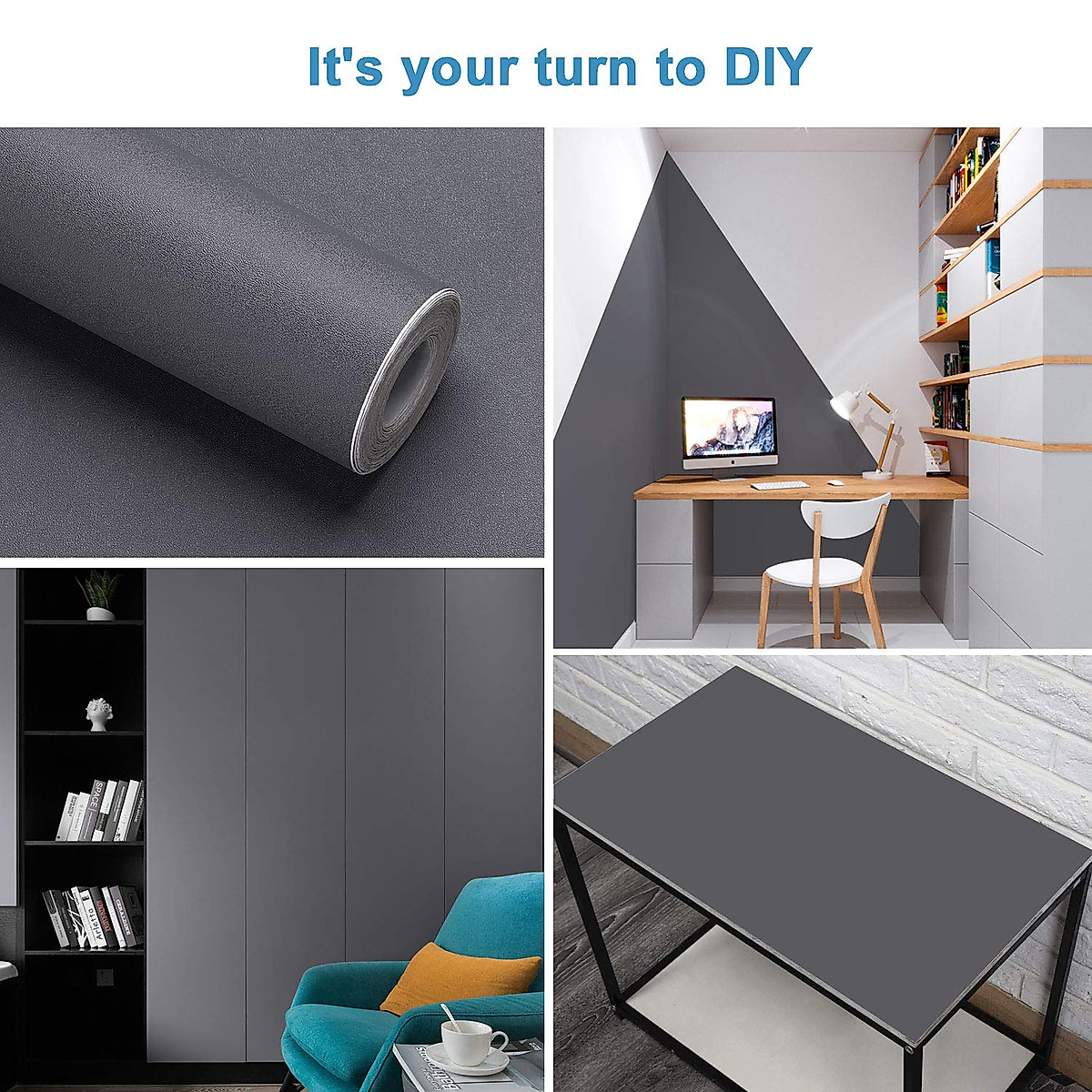 Oxdigi Black Contact Paper Peel and Stick Wallpaper for Shelf Liner Cabinet Table Drawer Door Reform Decorative Thick Self Adhesive Removable Vinyl Film 24 x 196 Inches