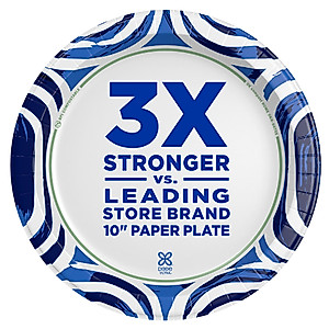 Dixie Ultra, Large Paper Plates, 10 Inch, 64 Count, 3X Stronger, Heavy Duty, Microwave-Safe, Soak-Proof, Cut Resistant, Disposable Plates For Heavy, Messy Meals