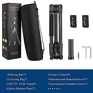 Tripod for Camera, VICTIV Heavy Duty Camera Tripod Monopod, Aluminum Travel Tripod for DSLR, Professional Tripod Stand with Strong Locking Ball Head and 2 Aluminum Quick Release Plate - Gold