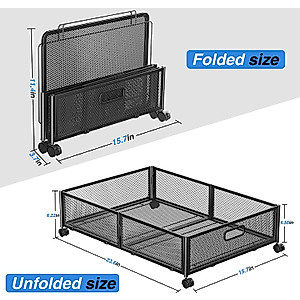 Under Bed Storage With Wheels, Under Bed Storage Containers, Under Bed Shoe Storage Organizer For Bedroom, Foldable Bedroom Storage Organization For Clothes, Blankets And Shoes, Bedding (1Pack, Black)