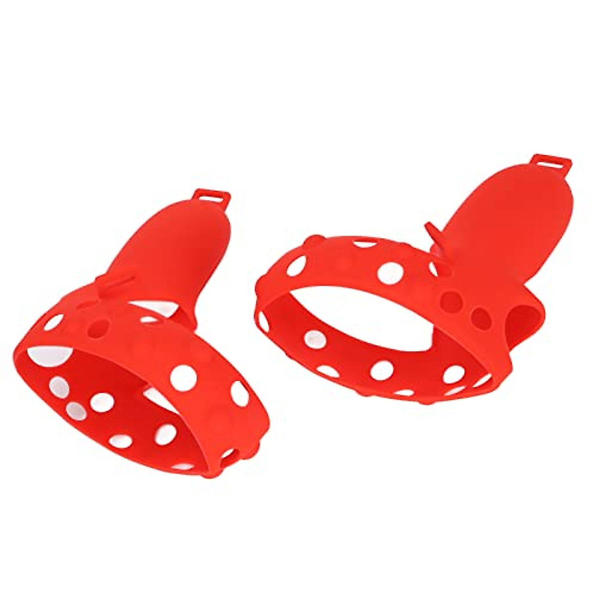 VR Controller Handle, Comfortable Protective Silicone Handle Protective Sleeve Sweatproof with Strap for Quest 2(red)