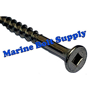 #8 x 2 Type 316 Marine Grade Stainless Steel Deck Screws, Square Drive, Quantity 50 by Marine Bolt Supply