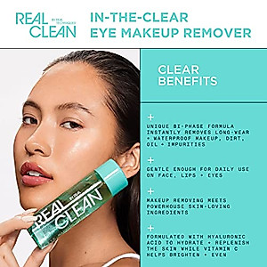 Real Techniques Real Clean In-The-Clear Eye Makeup Remover, Gentle Liquid Makeup Remover, Skin Repair Ingredients, Hyaluronic Acid & Vitamin C, Vegan & Cruelty-Free, 4 fl.oz./110 mL Bottle