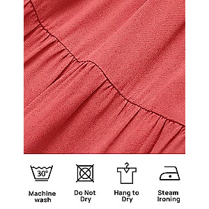 ZESICA Women's 2023 Summer Casual Sleeveless Crew Neck Smocked High Waist Flowy Tiered A Line Midi Dress,Watermelon,Medium