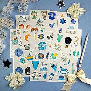 BulbaCraft 100Pcs Boy Stickers for Shower, Newborn Stickers, Window Stickers, Scrapbook Boy Stickers, Shower Favors for Boys, Elephant Stickers
