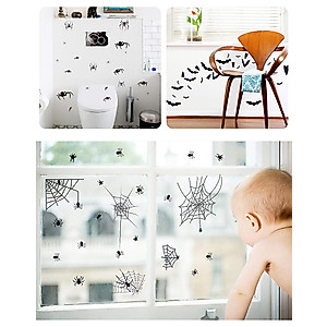 112 PCS Halloween Bat Spider Wall Stickers Decals for Halloween Party Decoration Supplies