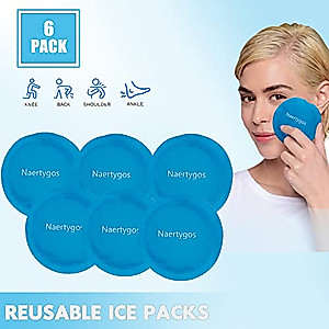 Reusable Ice Packs, 6 Pack Small Gel Ice Pack for Injuries, Soft kids Cold Pack, Hot and Cold Compress, Round Ice Pack for Face Knee Shoulder Ankle Pain Relief, Wisdom Teeth, Breastfeeding, Sinus Pain