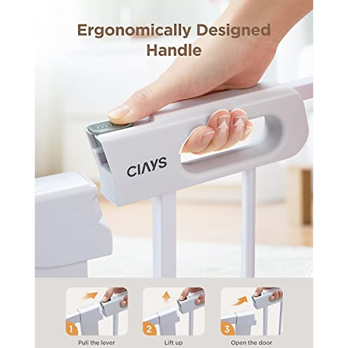 Ciays 29.5” to 37.8” Safety Baby Gate, Extra Wide Auto-Close Dog Gate for Stairs, Easy Walk Thru Indoor Pet Gate for Doorways and Rooms, White Child Gate Easy Pressure Mounted Installation