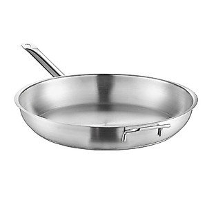 Soro Essentials- 14” Stainless Steel Frying Pan with Tri-Ply Encapsulated Base Bottom and Helper Handle- Fry Pan Skillet Egg Pan Omelet Pan Perfect for Searing and Sautéing Induction Ready