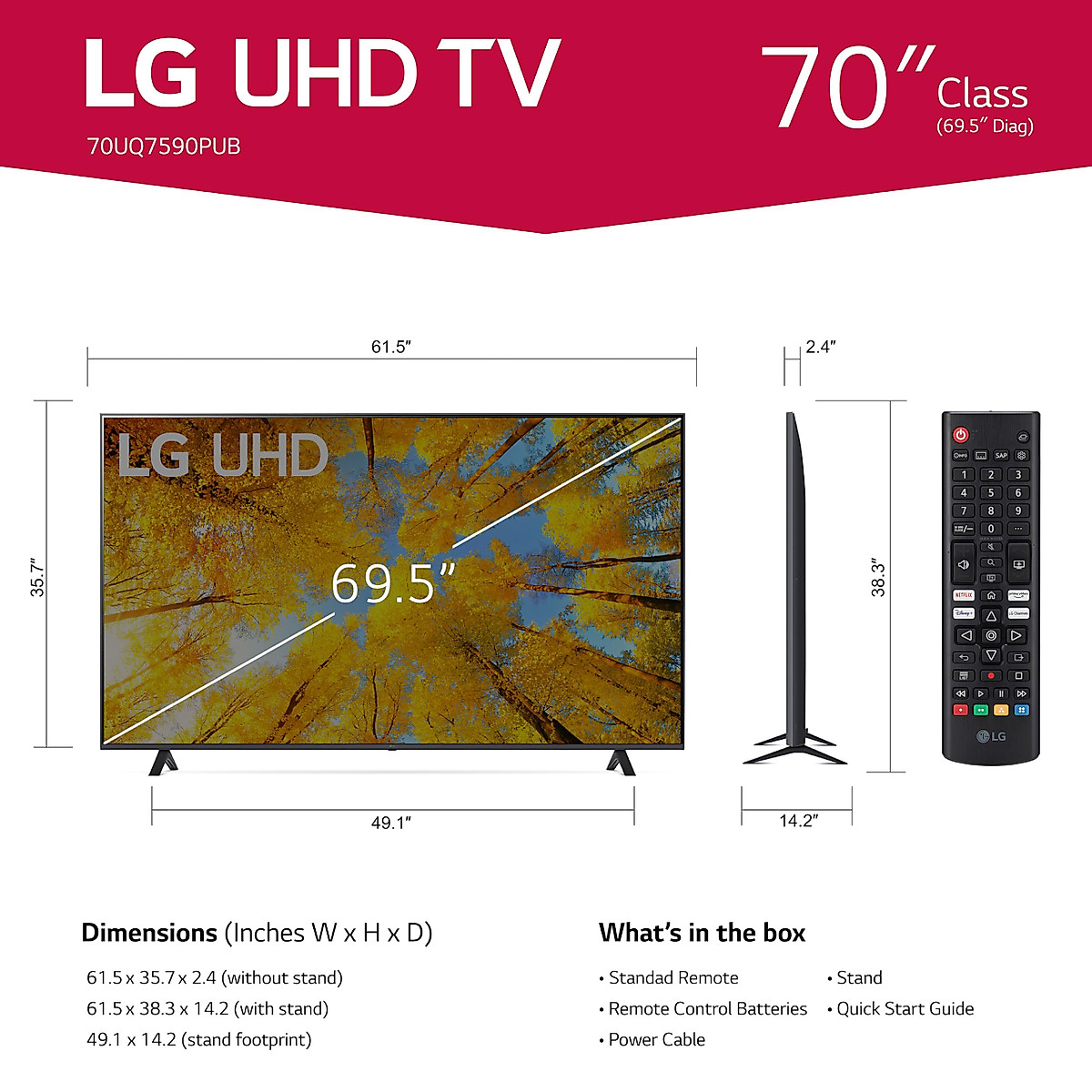 LG UHD UQ75 Series 70” (70UQ7590PUB, 2022)