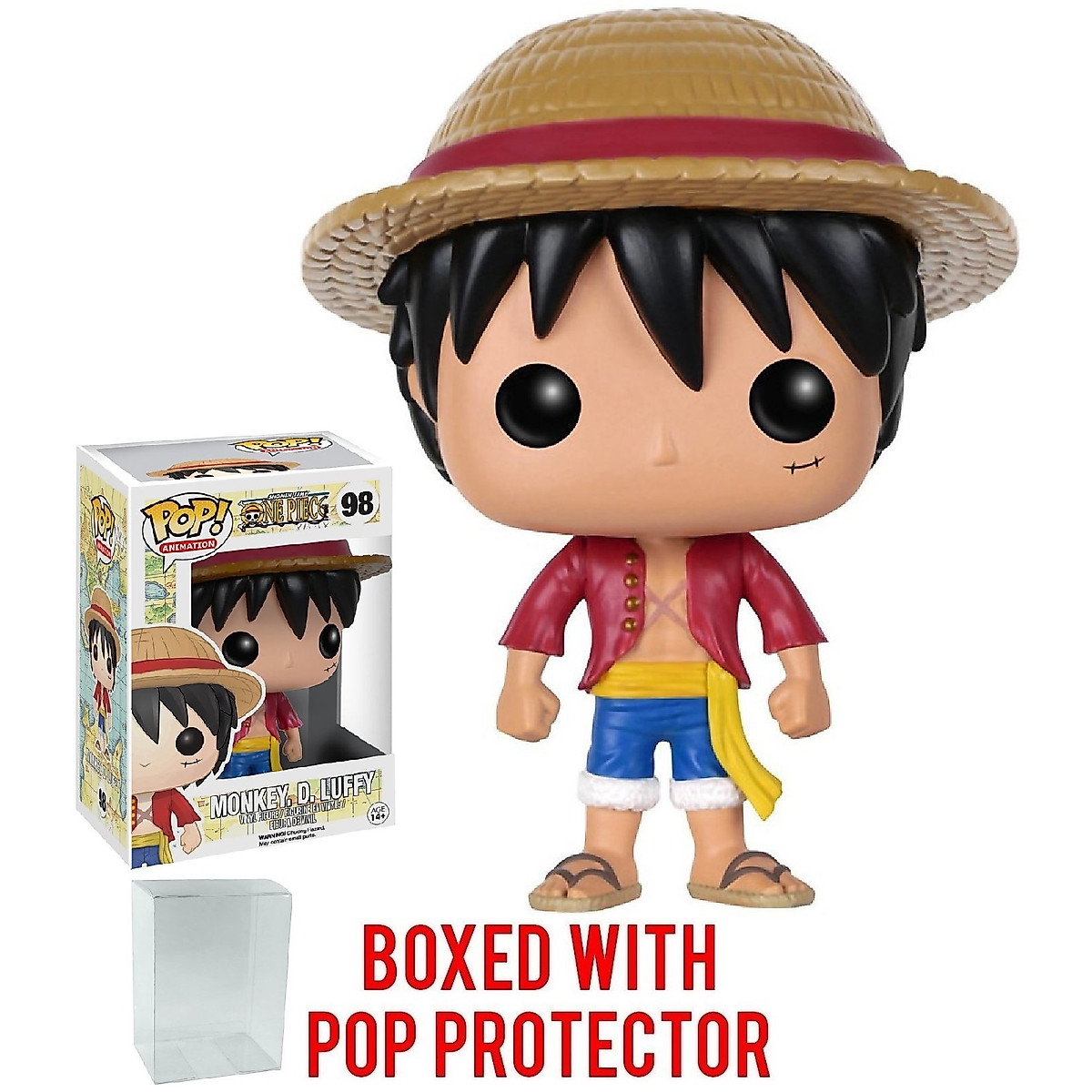 Funko POP One Piece - Monkey D. Luffy Pop! Vinyl Figure (Bundled with Compatible Pop Box Protector Case) Multicolor 3.75 inches
