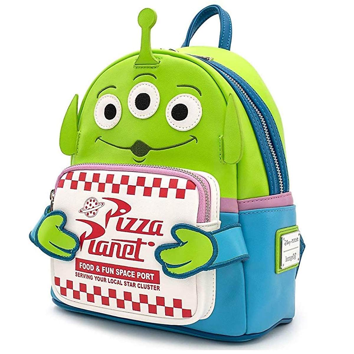 Loungefly Disney Toy Story Alien Pizza Planet Box Faux Leather Mini Backpack