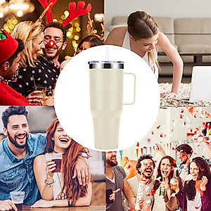 momocici 40 oz Tumbler with Handle and Straw Lid.40oz Insulated Travel Mug Handle.40oz Coffee Cup Handle.Keep Drinks Cold & Hot,Leak Proof Lid,Dishwasher Safe., Cream, (DrinkTUM-Hx2)