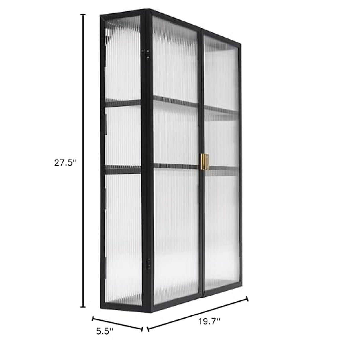 JINHZIXIU Retro Style Haze Double PC Door Wall Cabinet Display Cupboard with Detachable Shelves Enclosed Storage Cabinet for Office Dining Room Living Room Kitchen Bathroom Black