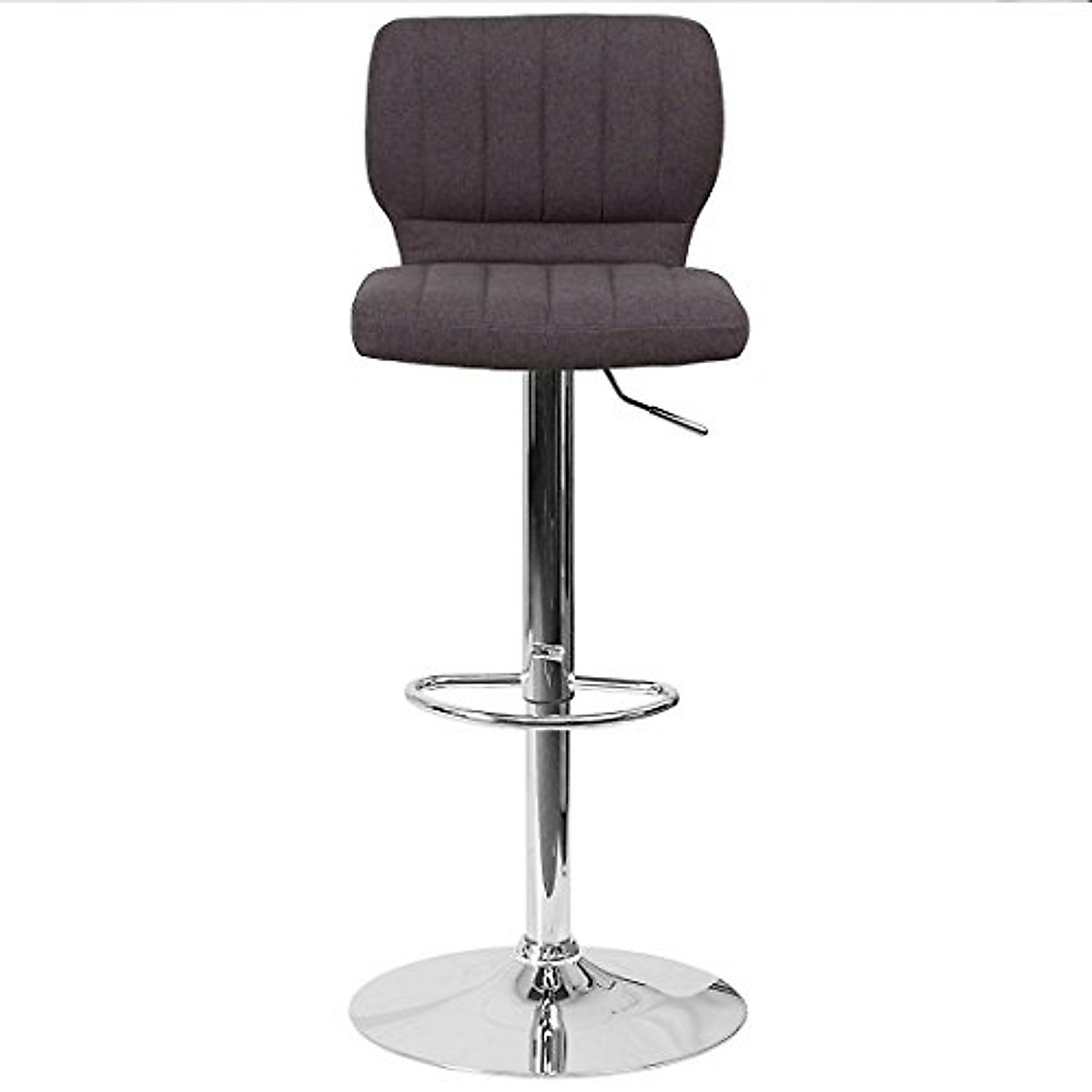 KLS Modern Barstools Adjustable Hydraulic 360 Degree Swivel Stable Steel Frame Fabric Padded Cushion Low Back Seat Design Dining Chair Pub Stool - Set of 2 Charcoal # 1969