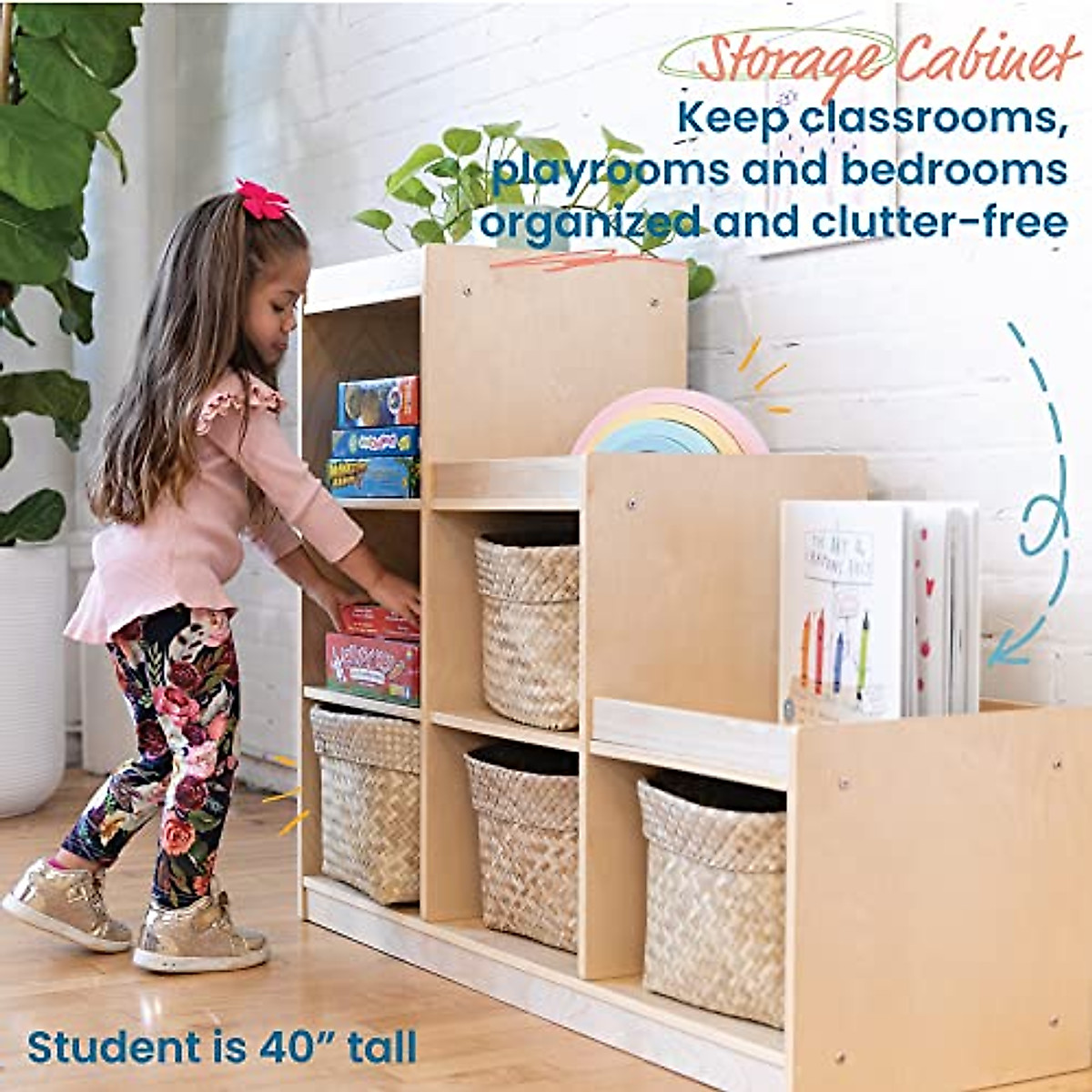 ECR4Kids 3-2-1 Cube Storage Cabinet, Display Shelf, Natural