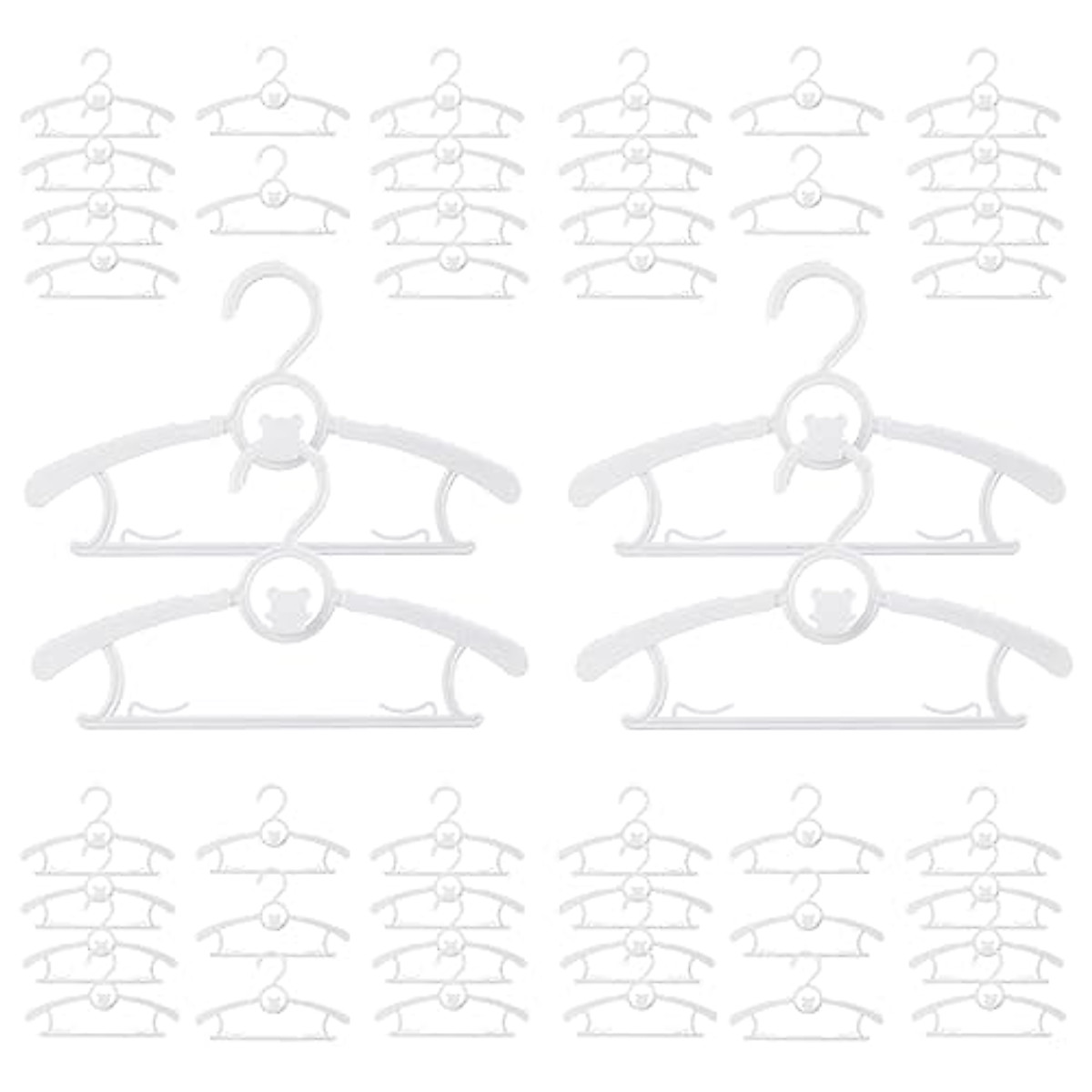 40 Pack Baby Hangers for Closet Plastic Kids Hangers Clothes Space Saving Hangers Non Slip Extendable Baby Hangers for Nursery Toddler Heavy Duty Clothing Hangers Bulk, White