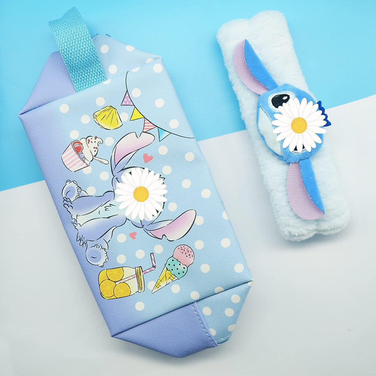 Rondlaho Kawaii Travel Cosmetic Bag with Hair Band