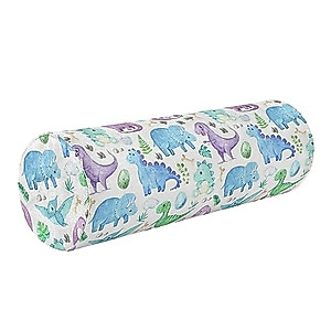 Vnurnrn Little Dinosaurs Neck Support Pillow Round Neck Roll Bolster Cylinder Pillow Cervical Pillows Travel Pillow for Leg Knee Back Head Support for Gifts Camp Study Work