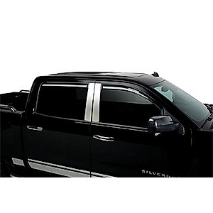 Putco Element Tinted Window Deflectors - Fits Chevy Silverado/GMC Sierra 2014-2019 Crew Cab - in Channel Installation - Front & Rear Set