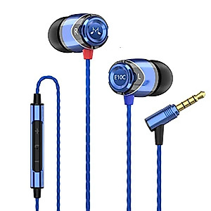 SoundMAGIC E10C Wired Earbuds with Microphone HiFi Stereo Earphones Noise Isolating in Ear Headphones Powerful Bass Tangle Free Cord Blue
