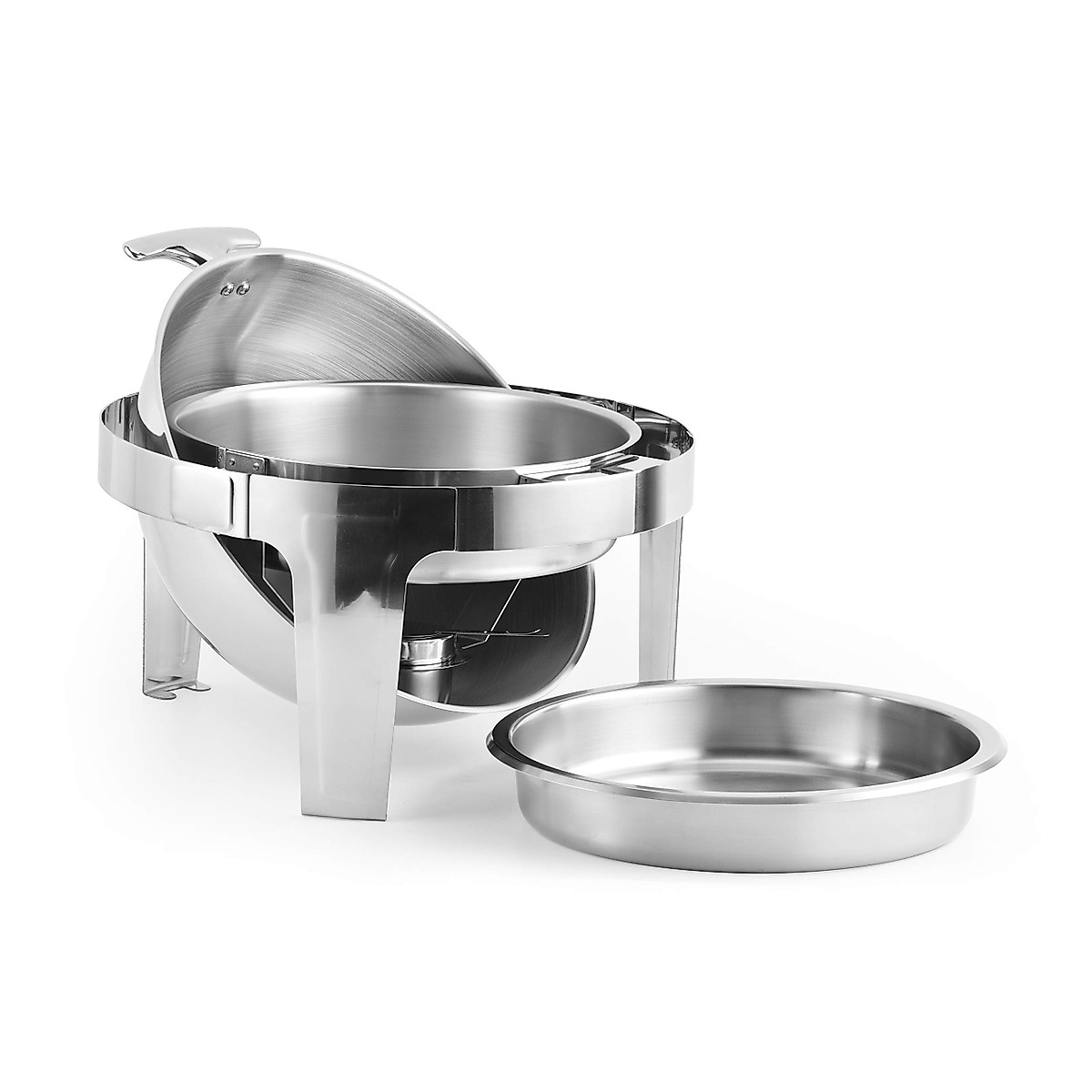 [6 Quart Chafer] Chafing Dish Round Roll Top Bundle Stainless Steel with Apron Buffet Warmer for All Events