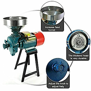 PRIJESSE Electric Grain Grinder Mill, 110V Wet Dry Corn Grinder, Commercial Heavy Duty Feed Mill Dry Cereals Wheat Grinder, with Funnel