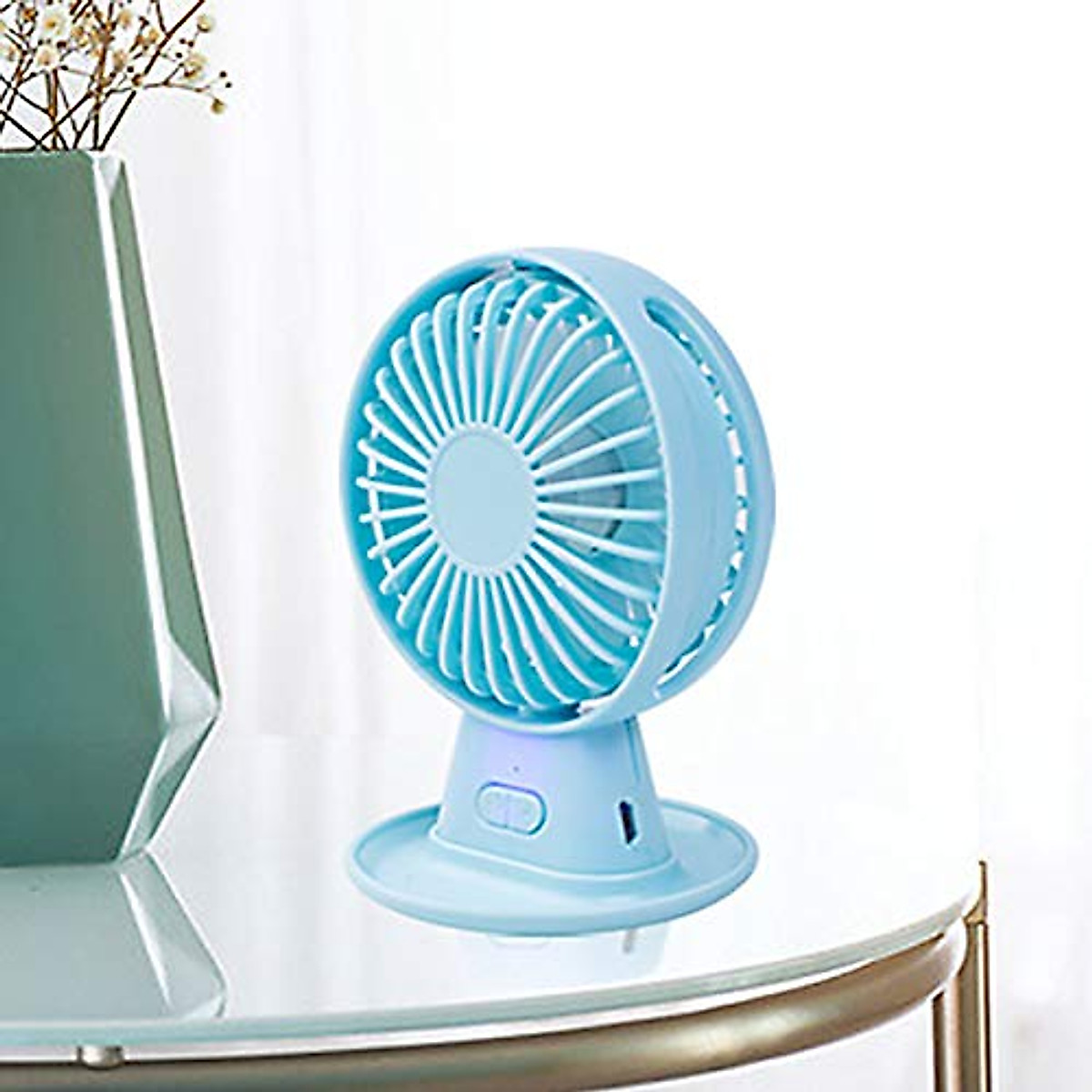 qiguch66 Mini Fan for Desk,USB Desk Fan,Small Personal Fan,Desktop Fan Adjustable Angle USB Powered ABS 3 Speed Cooling Table Fan for Office - Pink