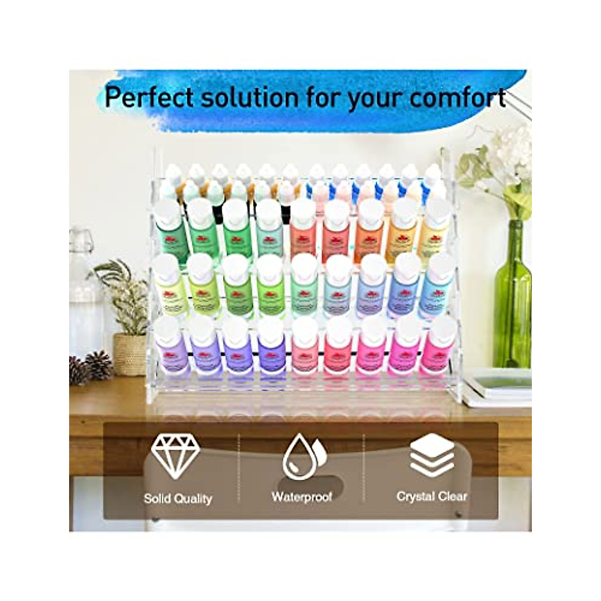 Paint Organizer for 51 Bottles Acrylic Paint, Craft Paint Storage Stand Pigment Organizer Holder Ink Bottle Stands, 2 oz Paint Rack Display Storage Oranizer