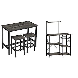 VASAGLE Bar Table Set with 2 Bar Stools and Microwave Stand (ULBT015B04)