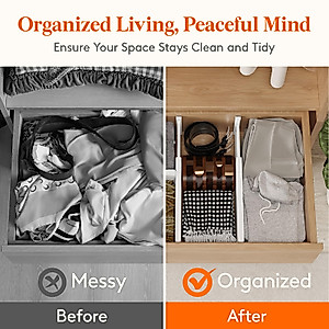 Lifewit 5 Pack Drawer Dividers Plastic 6" High, 13.5-22" Adjustable Drawer Organizers for Clothes, Expandable Dresser Separators in Bedroom/Bathroom/Kitchen/Fridge/Office Organization and Storage